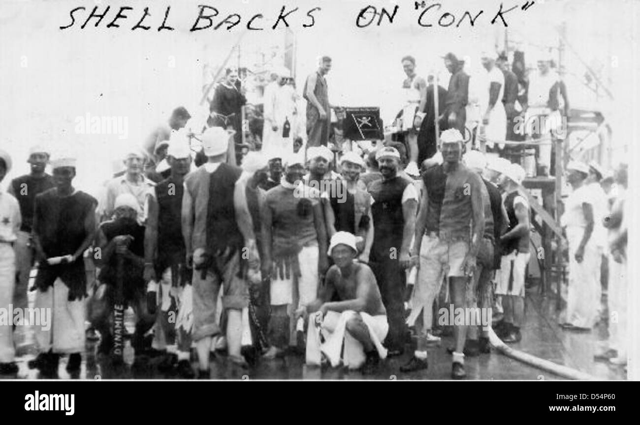 The Shellback ceremony aboard USS CL10 in 1936 marked the initiation of ...