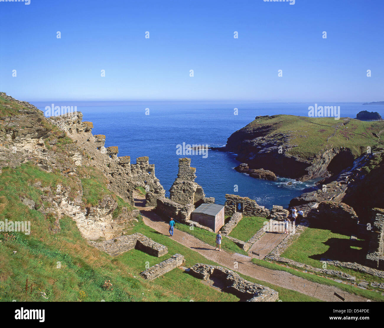 Coastal view from ruins of Tintagel Castle, (legendary birthplace of ...