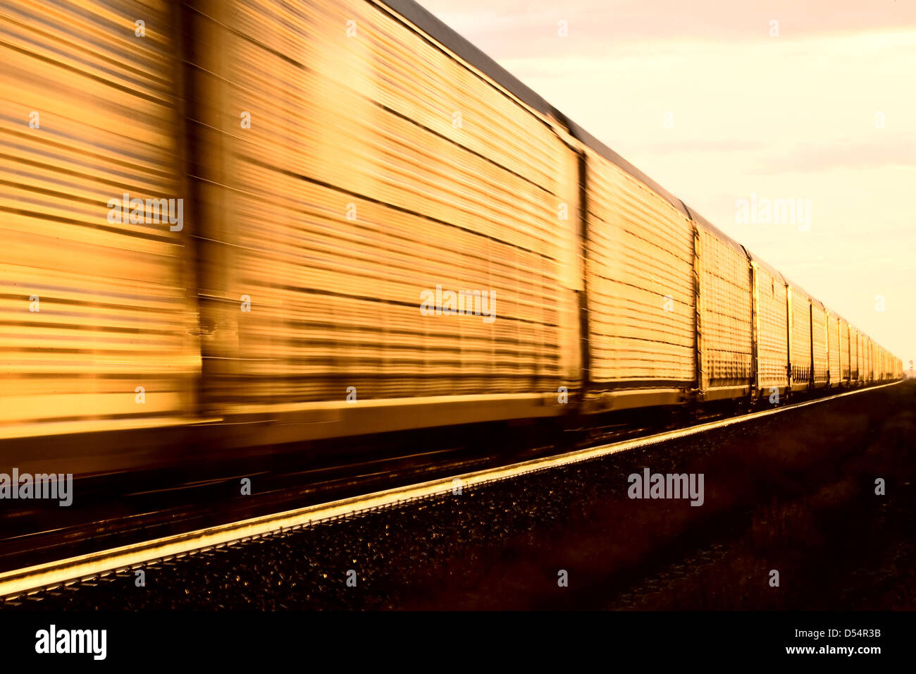 Train at Sunset late day Saskatchewan Canada Stock Photo - Alamy