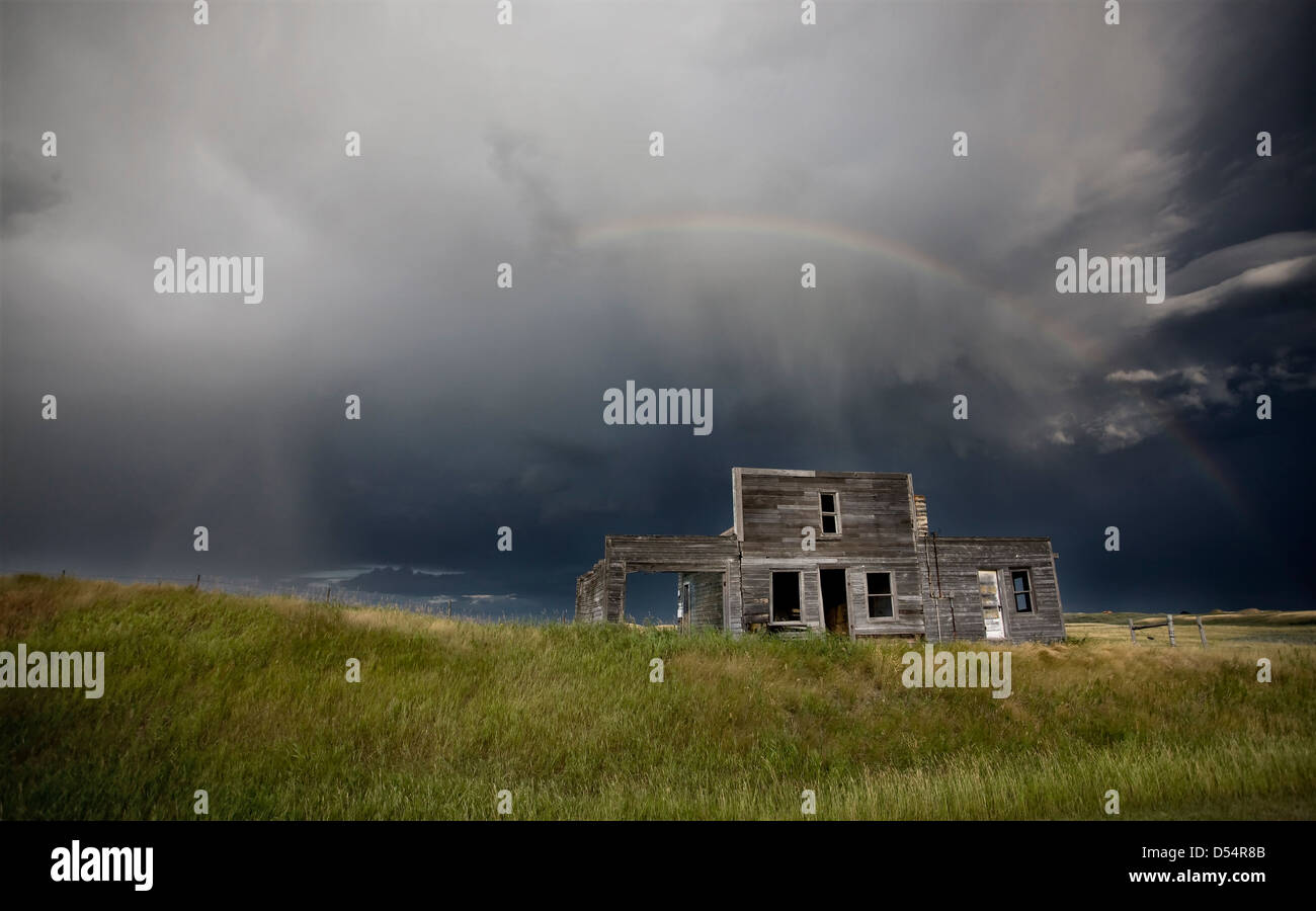 Storm over abandoned farm house in Saskatchewan Canada Stock Photo - Alamy