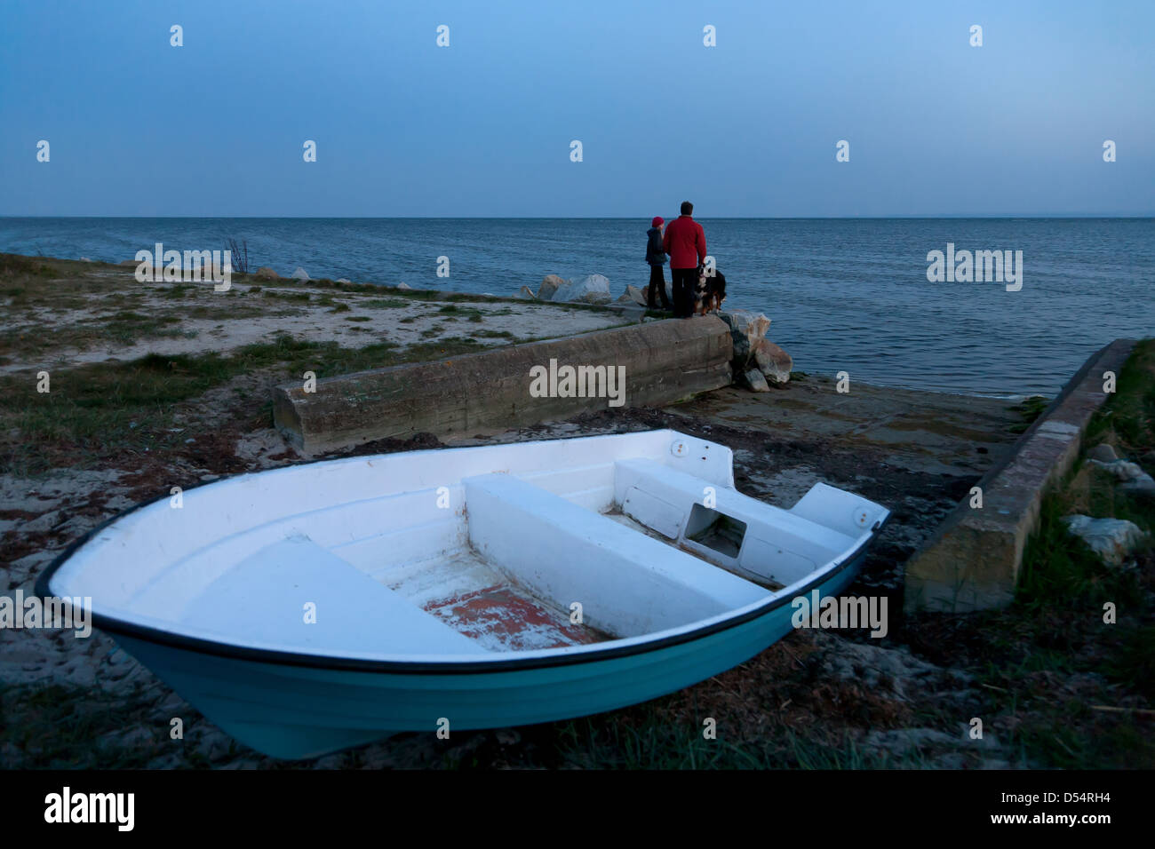 Kuznica, Poland, fishing boat in the dusk of the Gulf of Gdansk Stock ...