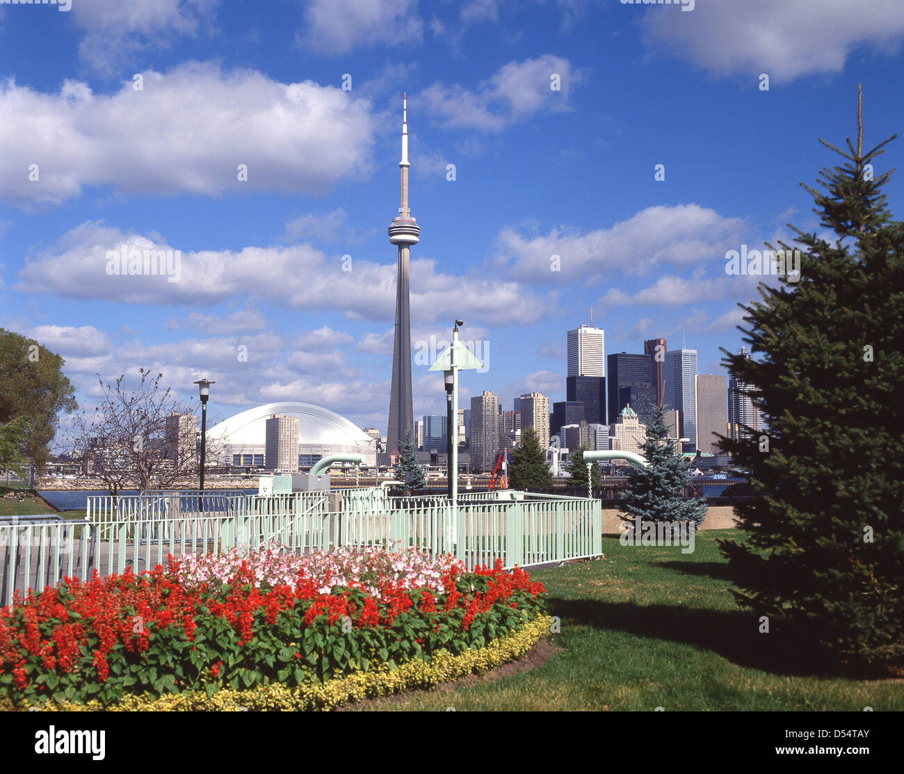 City view showing CN Tower from The Toronto Islands, Toronto, Ontario ...