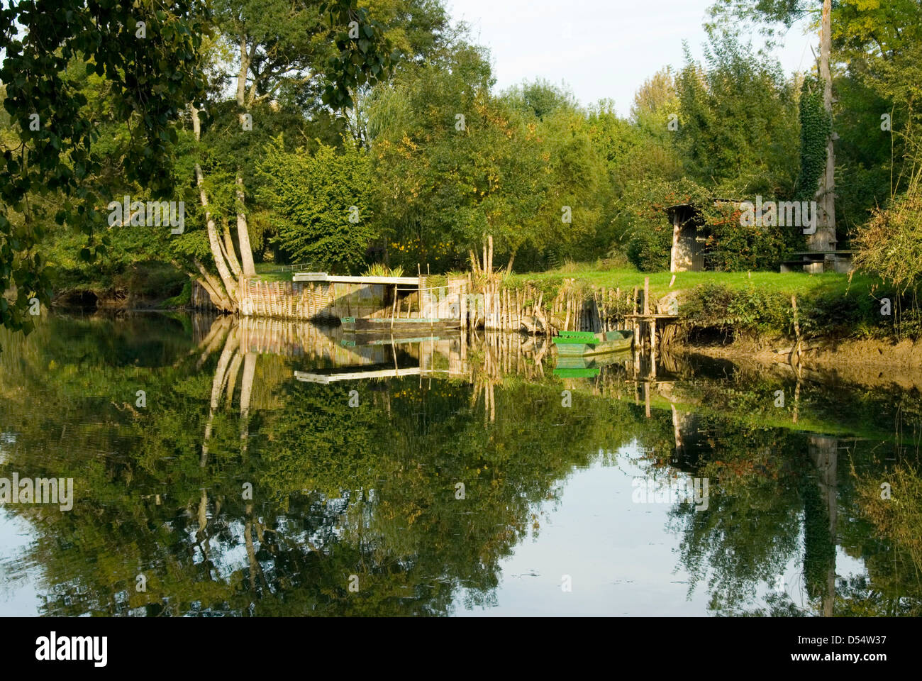 Reflections in River Indre, Esvres, Loire Valley, France Stock Photo ...