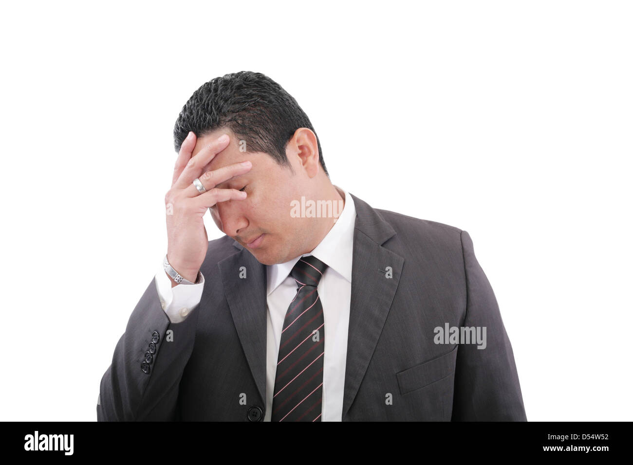 Closeup portrait of a pensive worried businessman with eyes closed in ... Closeup portrait of a pensive worried businessman with eyes closed in ...