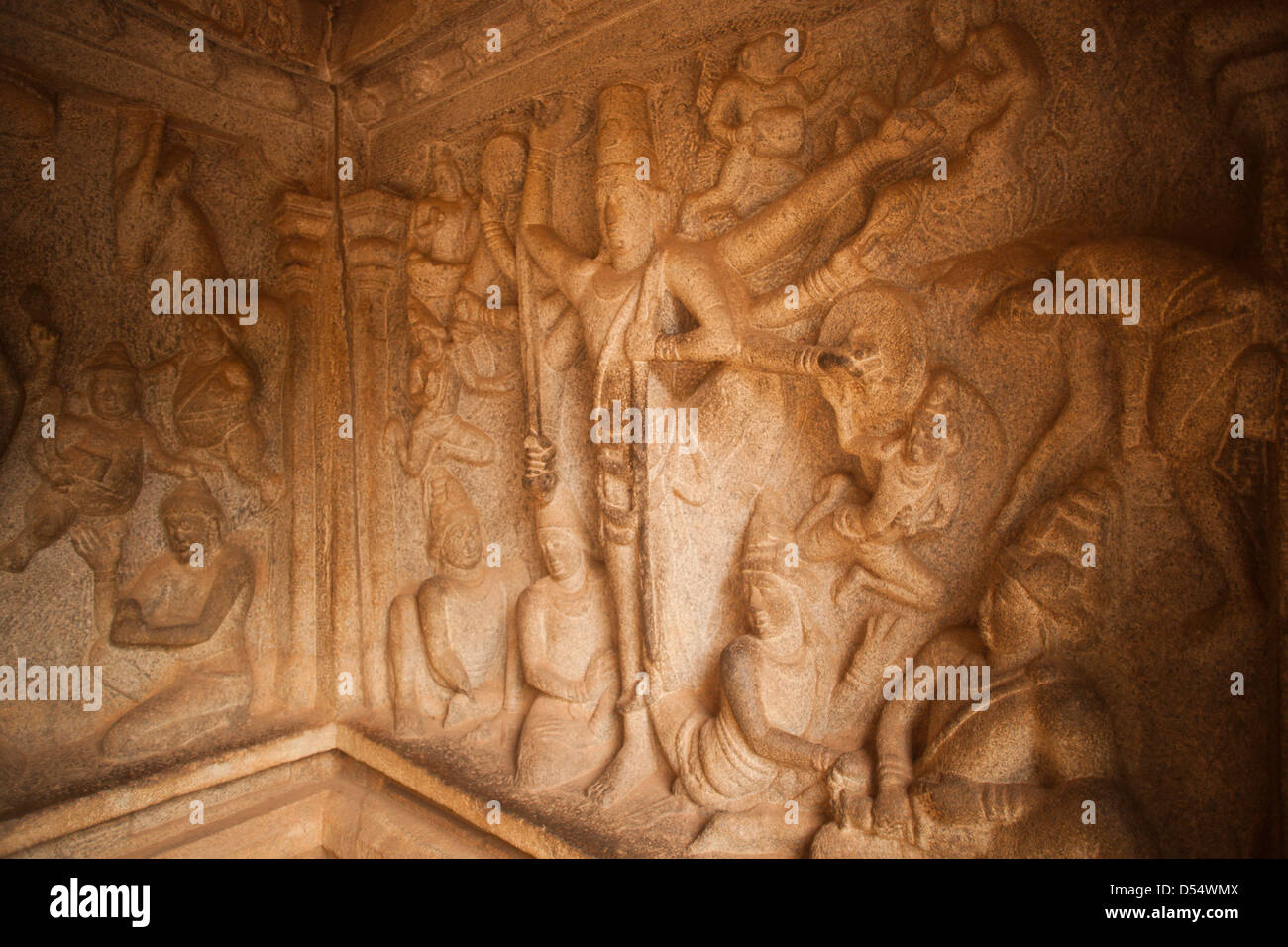 Carving details of Trivikrama the Vamana avatar of Vishnu with one leg ...