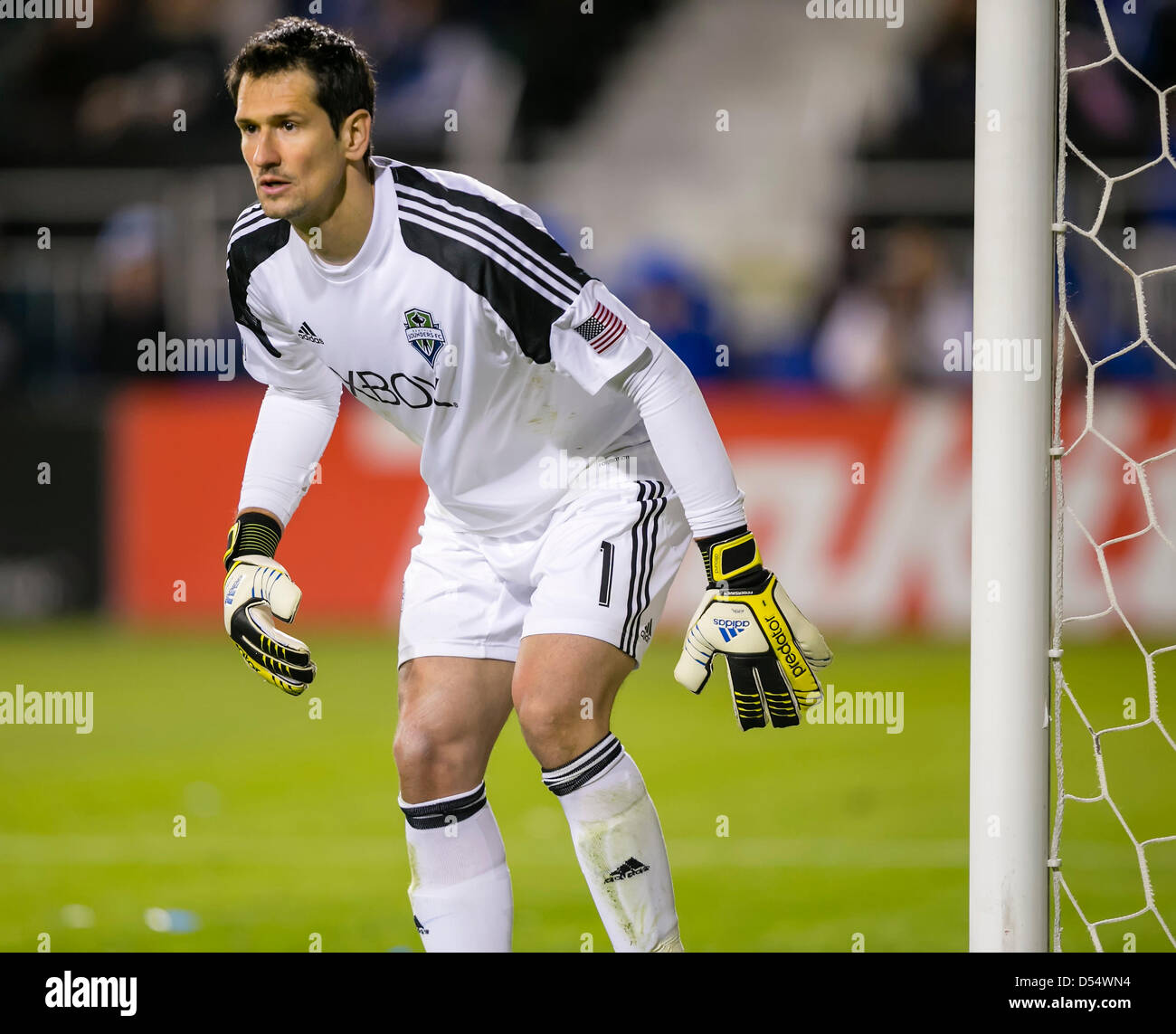 Santa Clara, California, USA. 23rd March 2013. Seattle goalie Michael ...