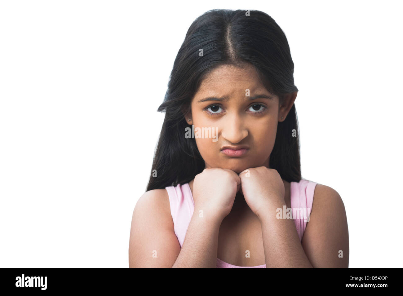 Portrait of a girl looking sad Stock Photo - Alamy