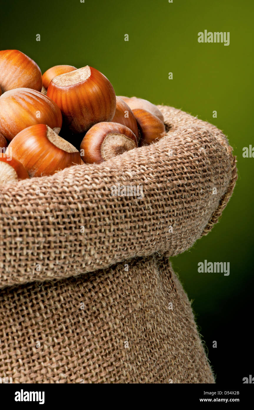 Filberts in bag Stock Photo - Alamy