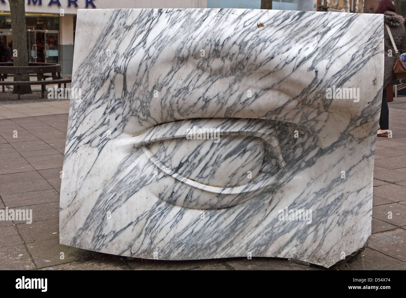 A White Marble eye in Norwich Town Centre Stock Photo - Alamy