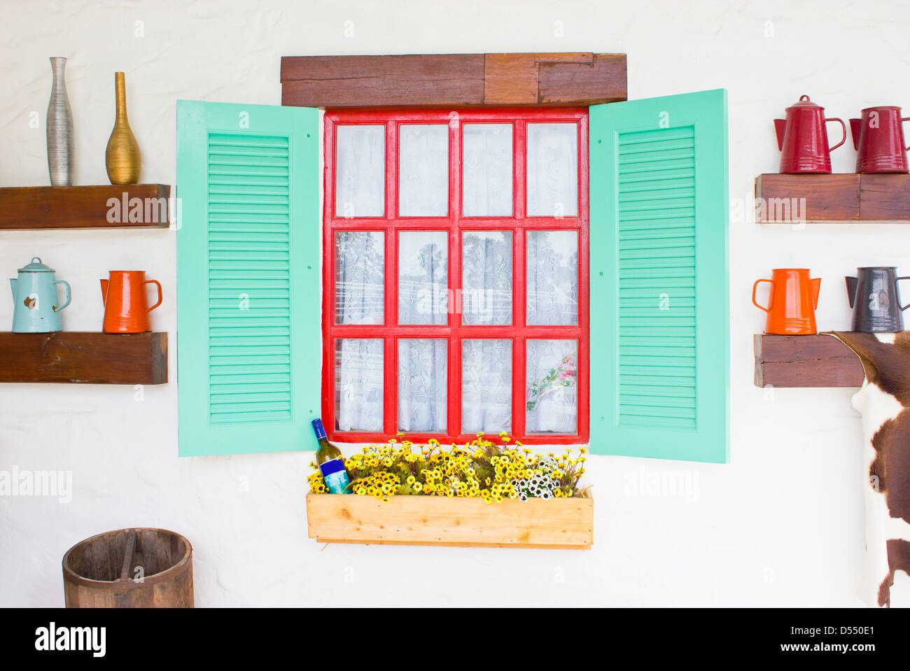 Colorful window with decorating stuffs Stock Photo - Alamy