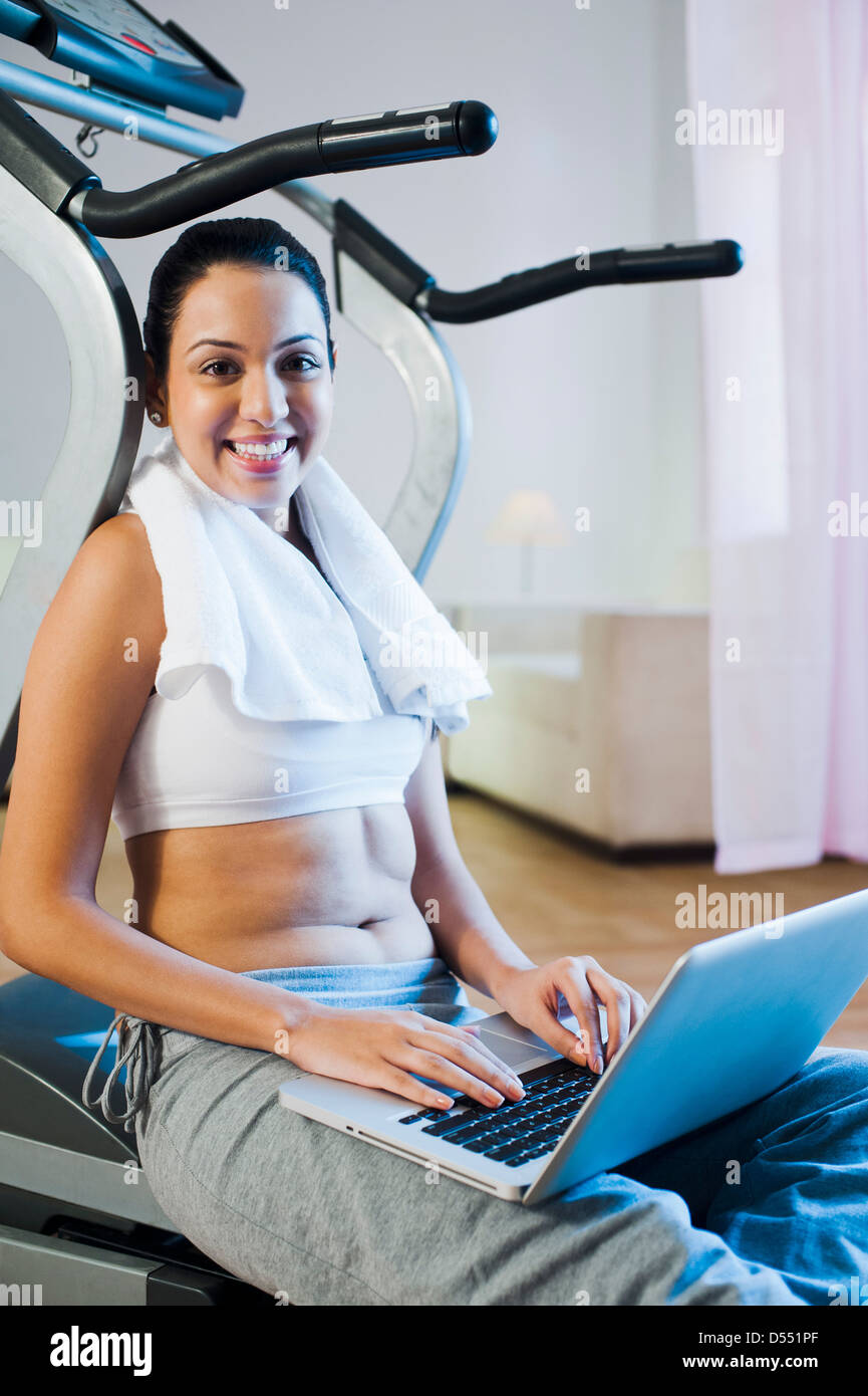 Indian young woman treadmill hi-res stock photography and images - Alamy