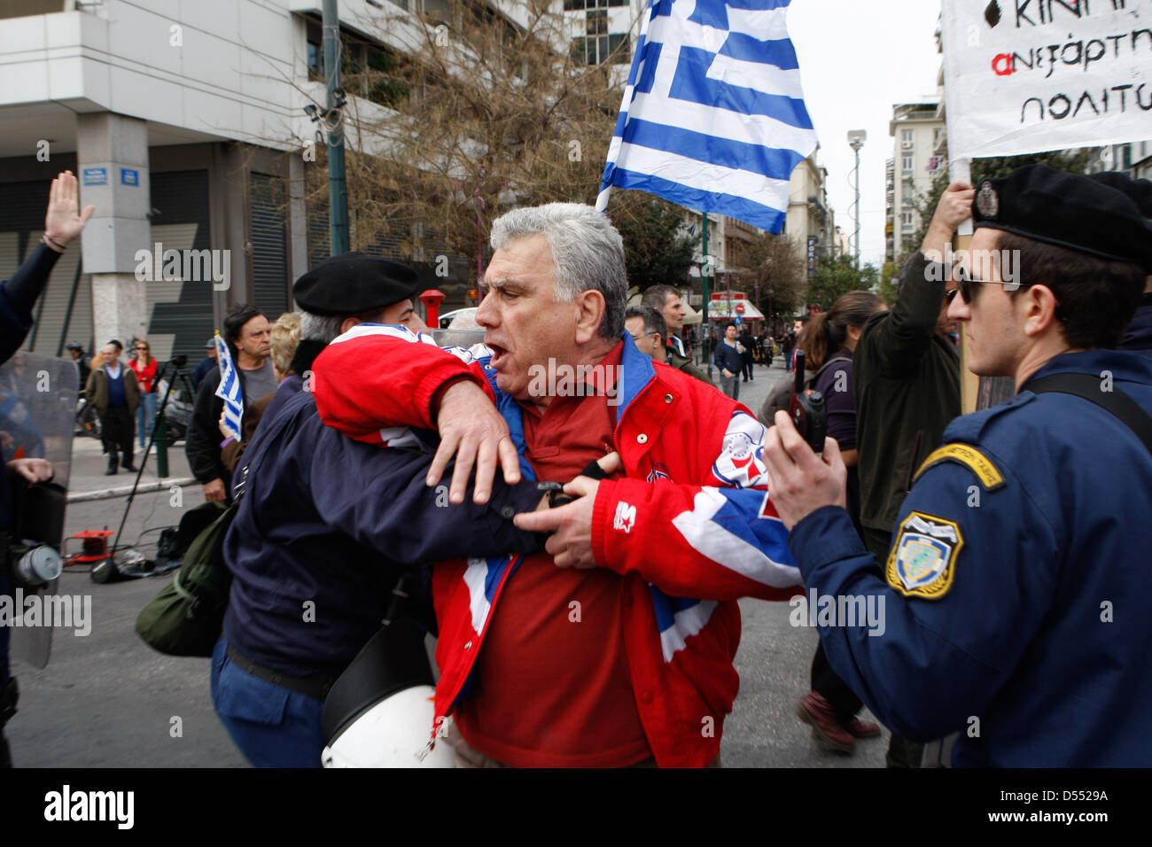 March 25, 2013 - Athens, Greece - Riot policemen guarding a army parade ...