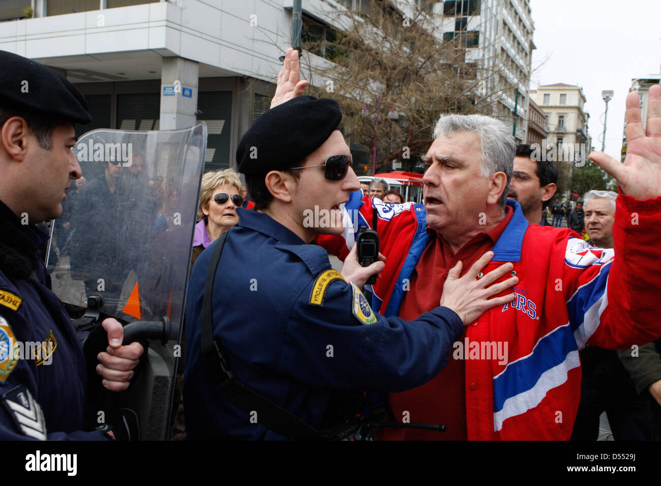 March 25, 2013 - Athens, Greece - Riot policemen guarding a army parade ...