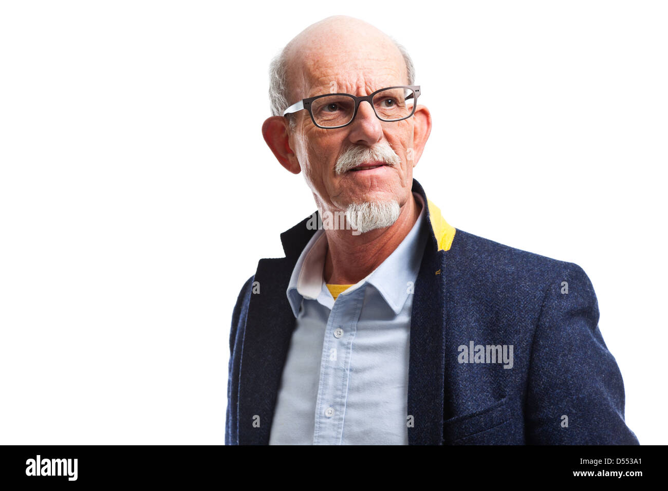 Smiling well dressed senior man with glasses. Isolated Stock Photo - Alamy