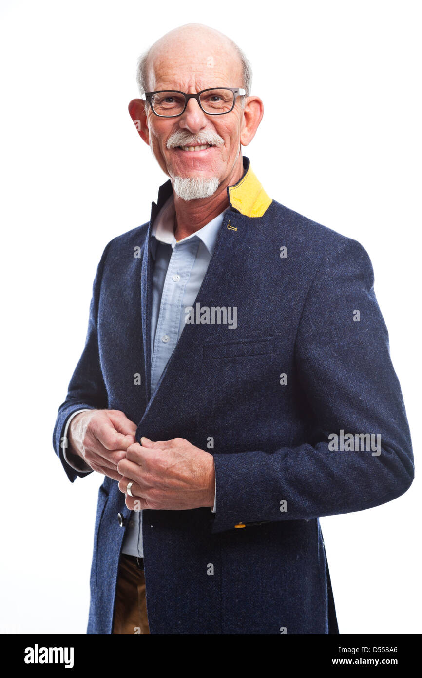 Smiling well dressed senior man with glasses. Isolated Stock Photo - Alamy Smiling well dressed senior man with glasses. Isolated Stock Photo - Alamy