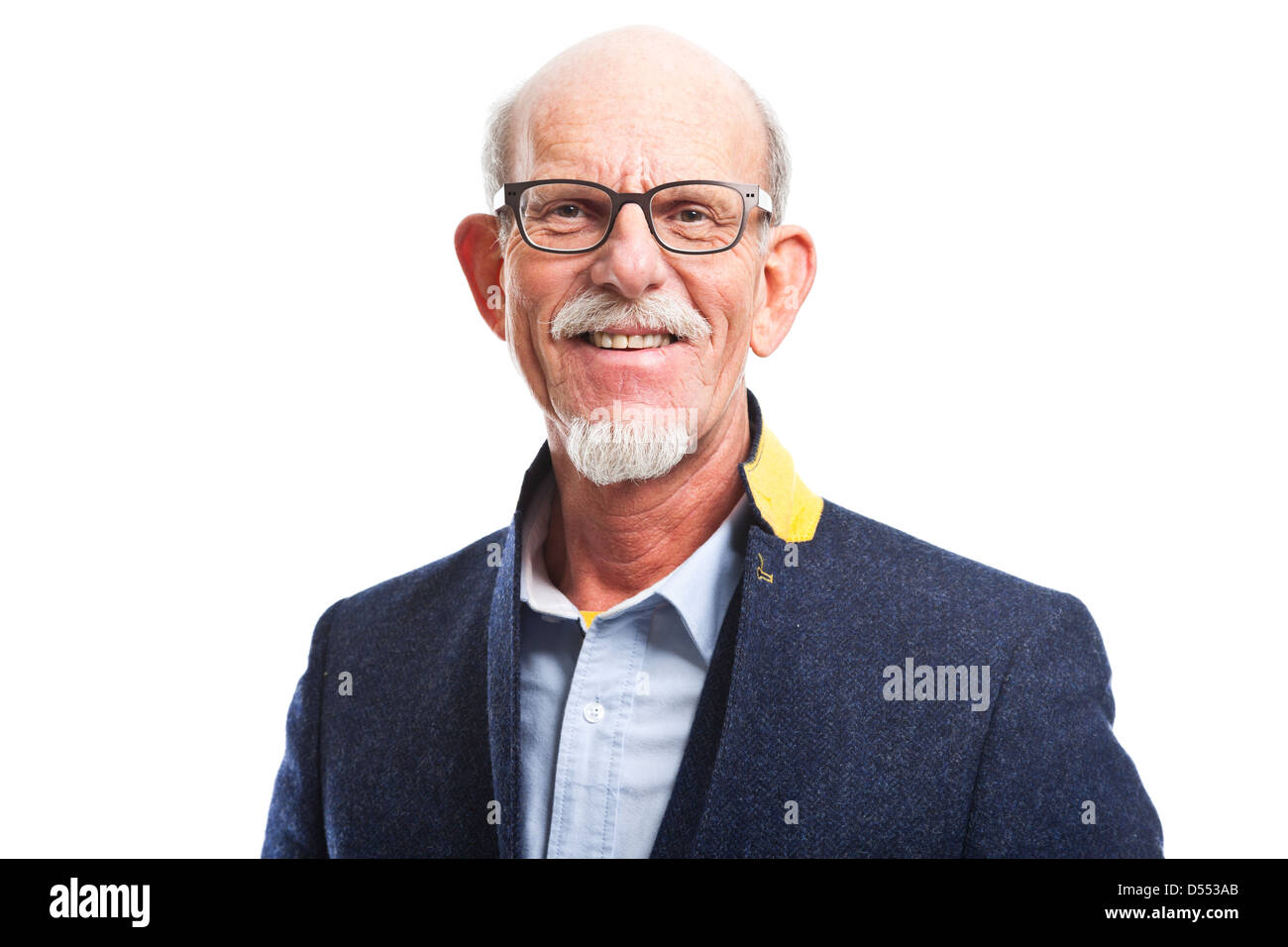 Smiling well dressed senior man with glasses. Isolated Stock Photo - Alamy