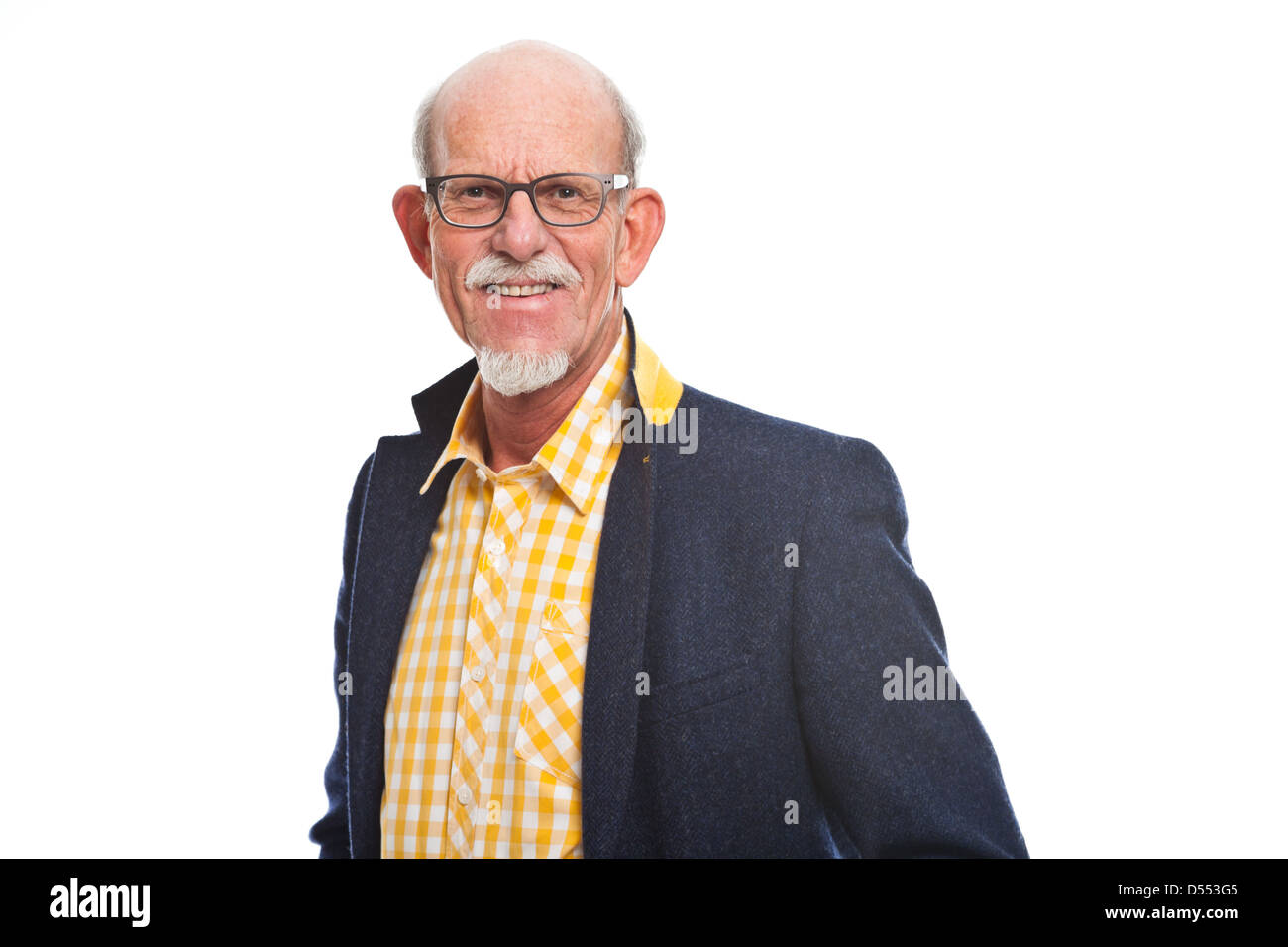 Happy well dressed senior man with glasses. Isolated Stock Photo - Alamy