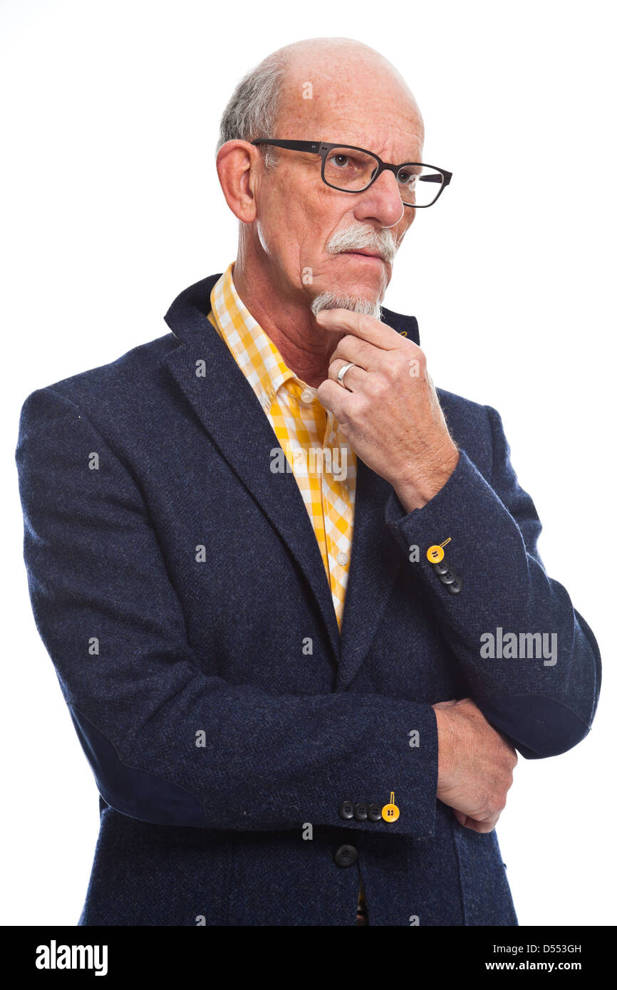 Serious well dressed senior man with glasses. Isolated Stock Photo - Alamy