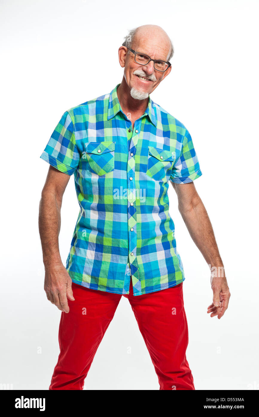 Funny well dressed senior man with glasses. Isolated Stock Photo - Alamy