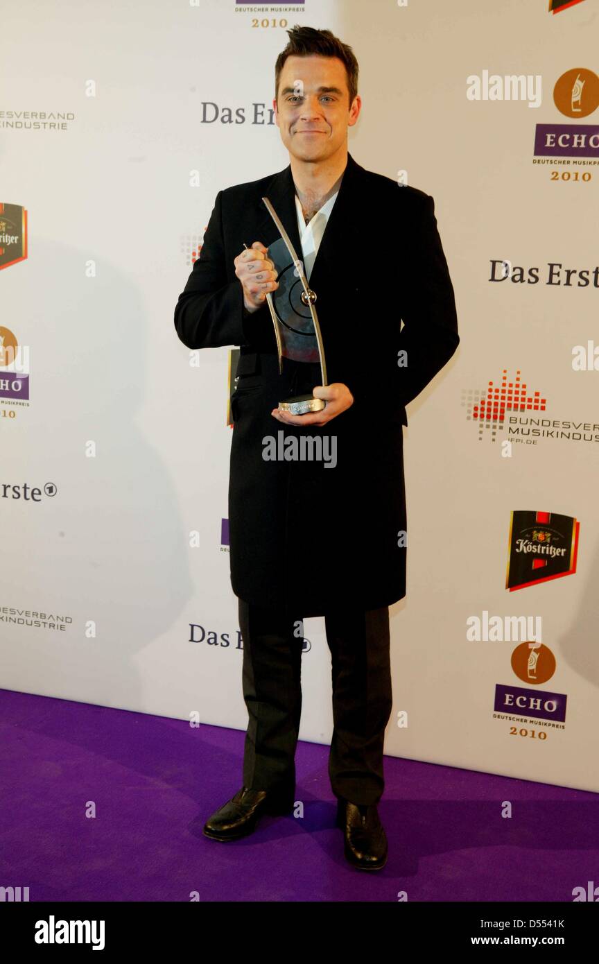 Awardee Robbie Williams at Echo 2010 in Berlin on the 4th of March in ...