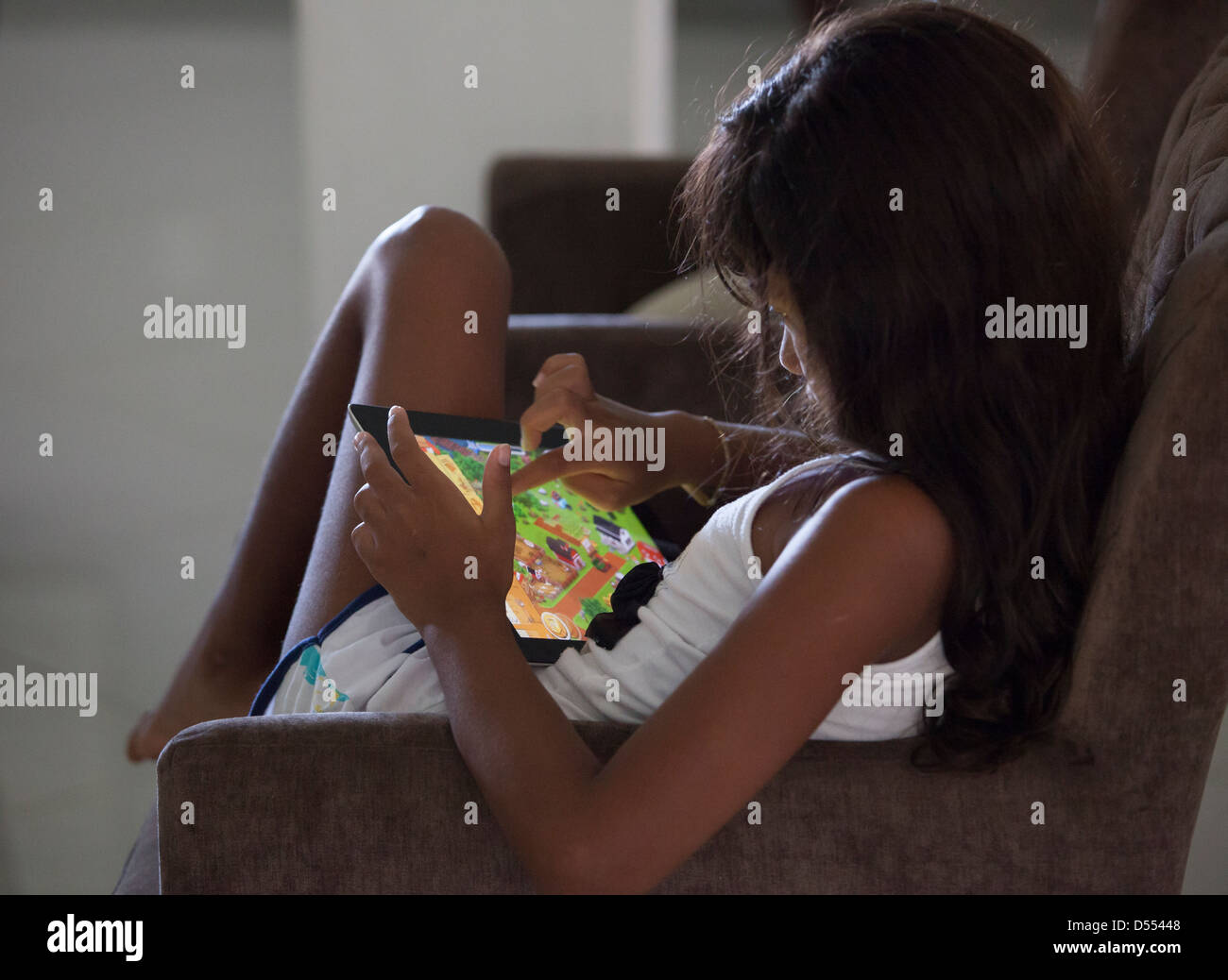 Maria Luisa with a tablet computer Stock Photo - Alamy