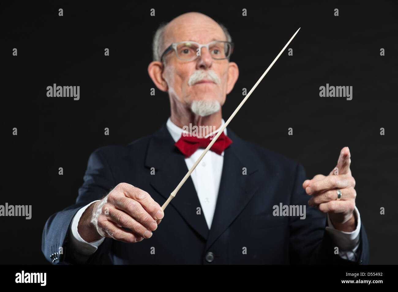 Senior conductor wearing suit. Studio shot Stock Photo - Alamy