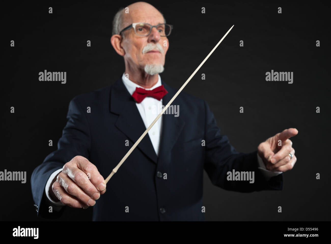 Senior conductor wearing suit. Studio shot Stock Photo - Alamy