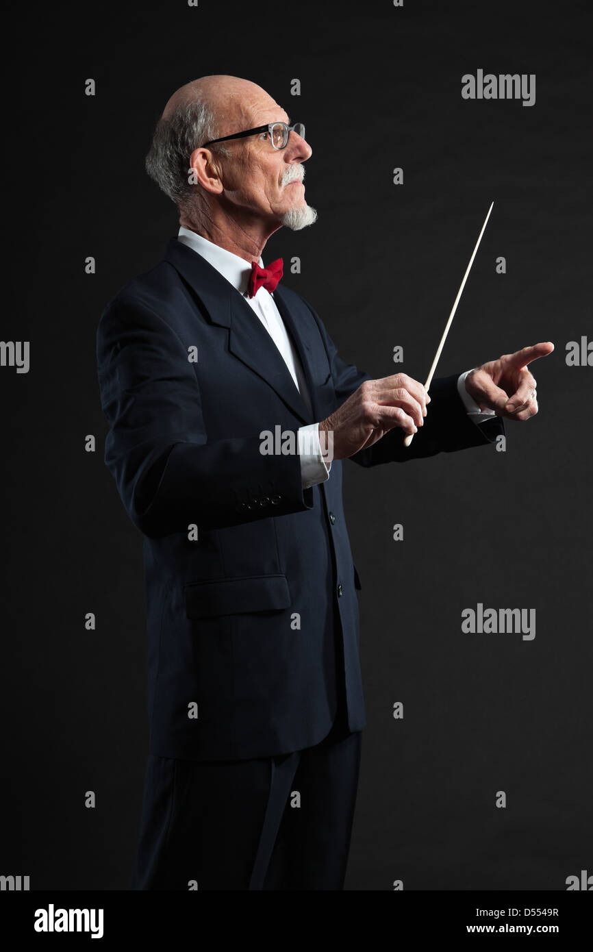 Senior conductor wearing suit. Studio shot Stock Photo - Alamy