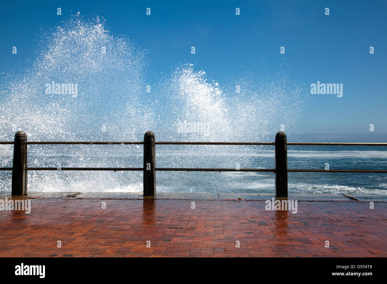 Waves crash onto Promenade Beachfront wall in Sea Point/ Mouille Point ...