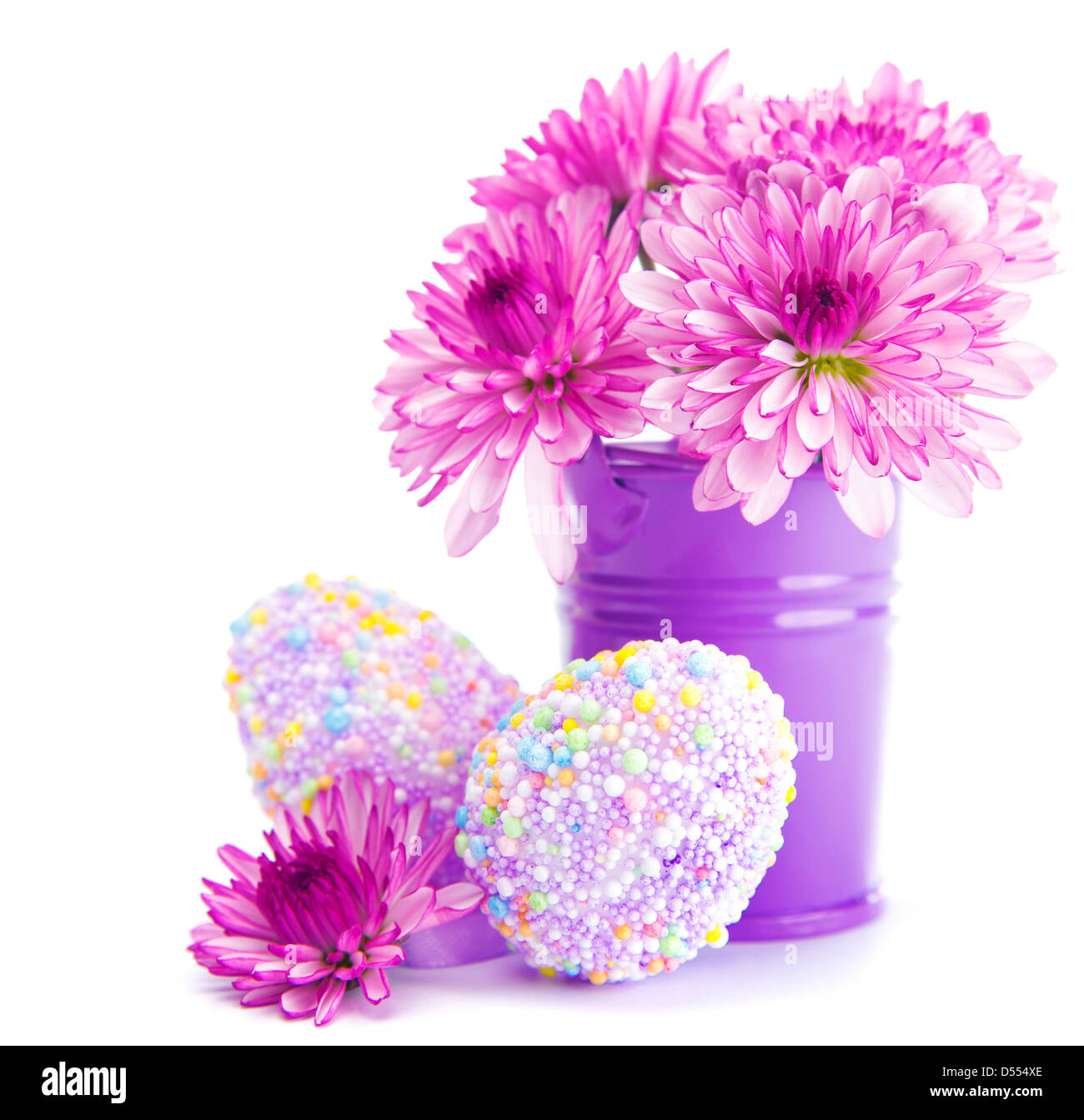 Beautiful festive Easter still life isolated on white background ...