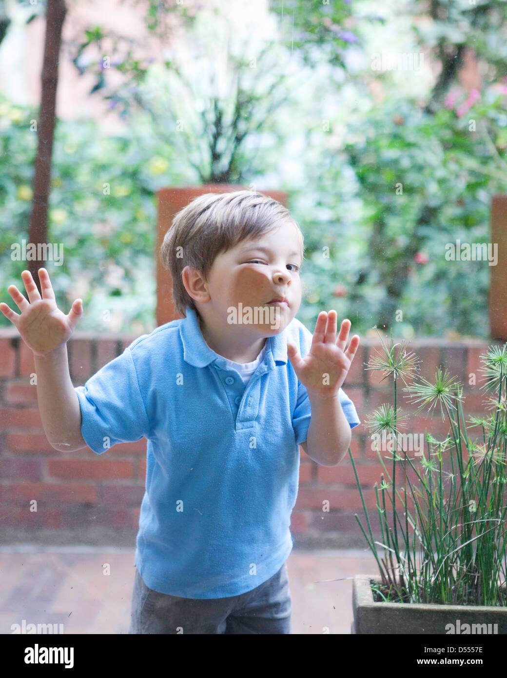 Children pressing face against glass hi-res stock photography and ...