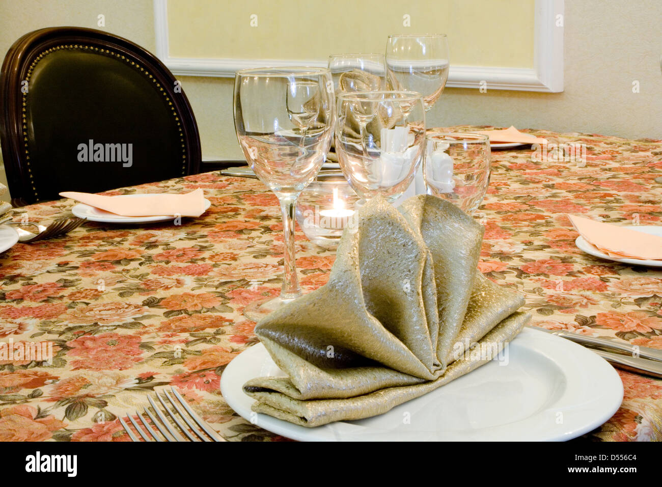 The served table at restaurant Stock Photo - Alamy