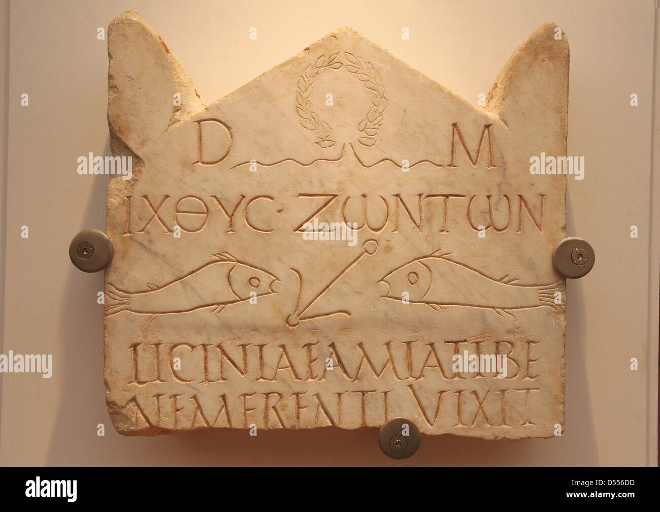 Early Christians. Roman tombstone depicting a fish. Vatican Necropolis ...