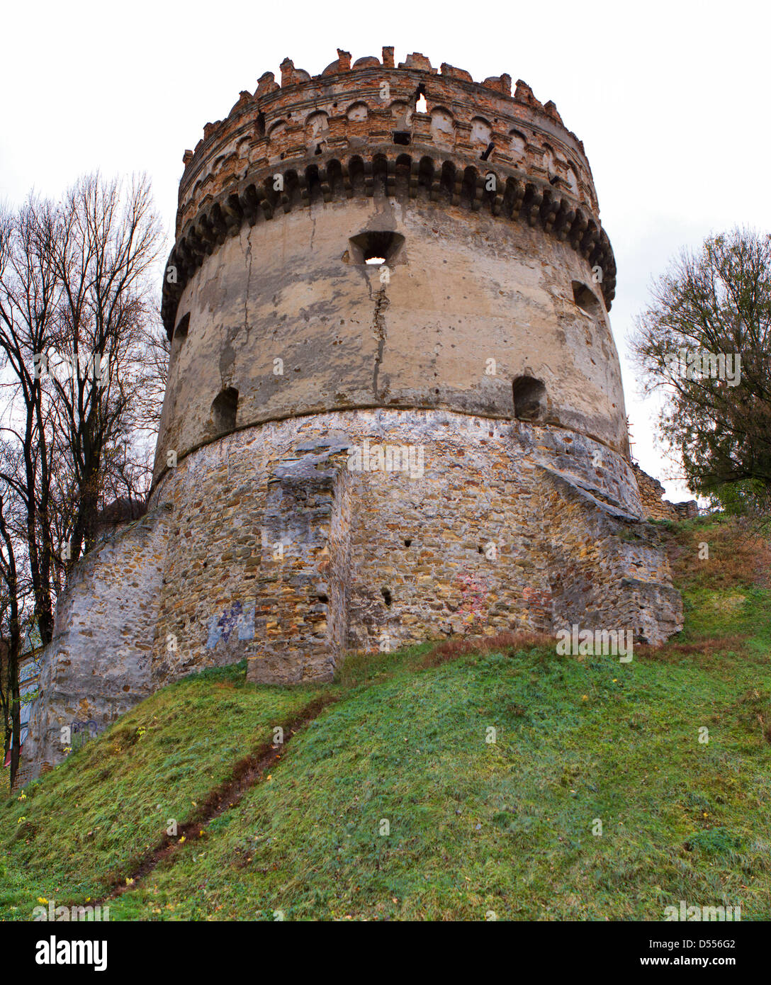The old-time castle XVI ages. Ostrog. Ukraine Tower of the castle if ...