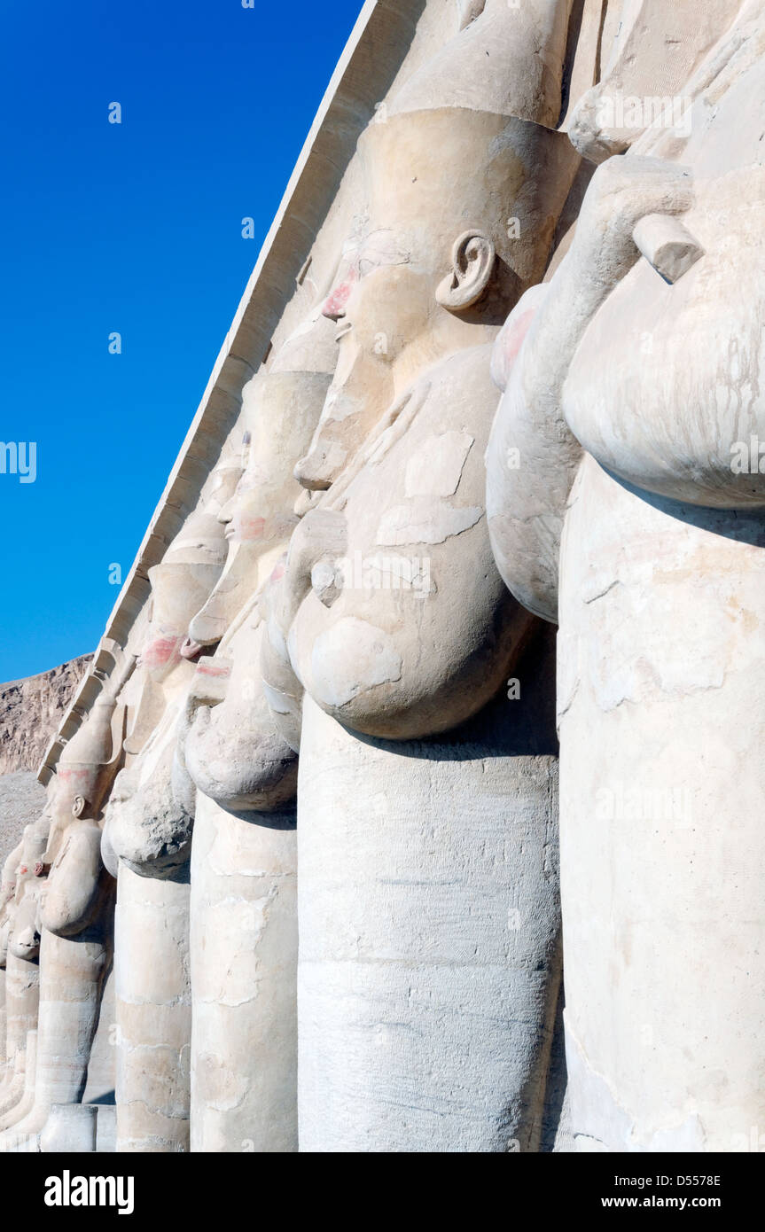 Thebes. Egypt. Statues of Hapshepsut in the upper terrace of the ...