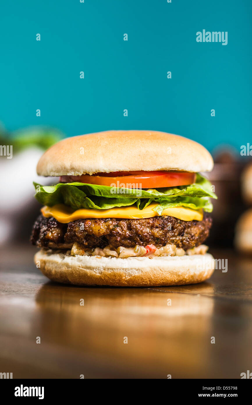 Close up of cheeseburger Stock Photo - Alamy