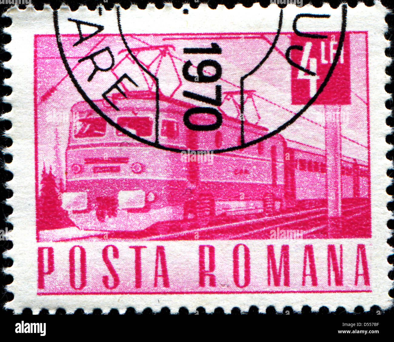 ROMANIA - CIRCA 1968: A stamp printed in Romania shows Electric train ...