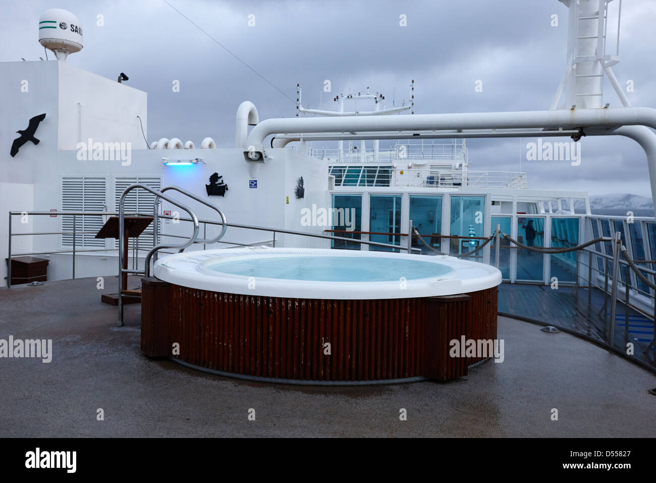 top open deck with hot tub on board hurtigruten passenger ship sailing ...