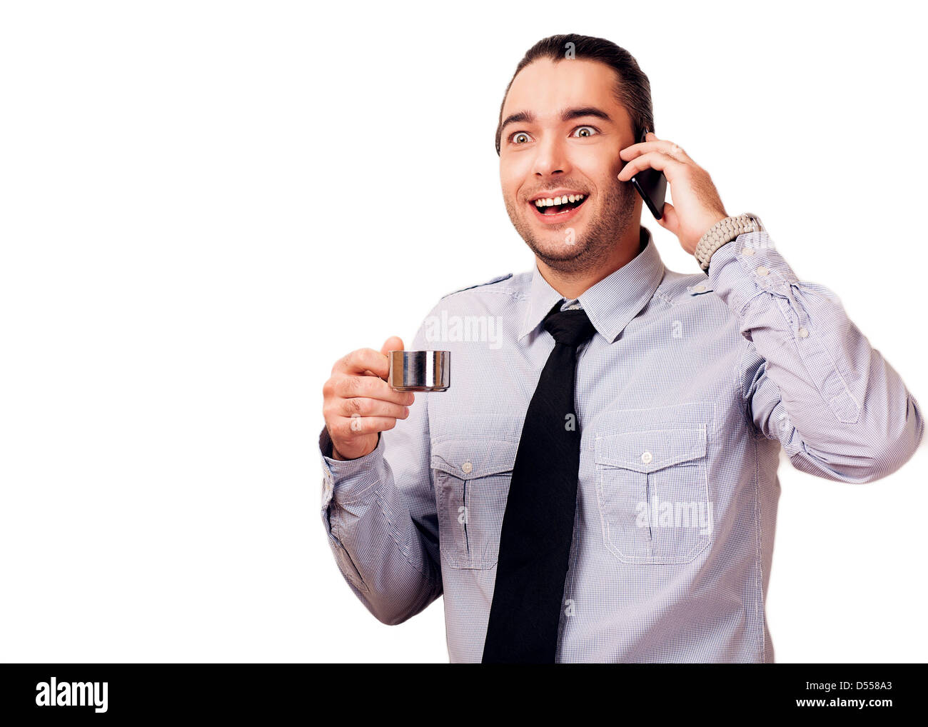 Portrait of young executive looking very excited Stock Photo - Alamy