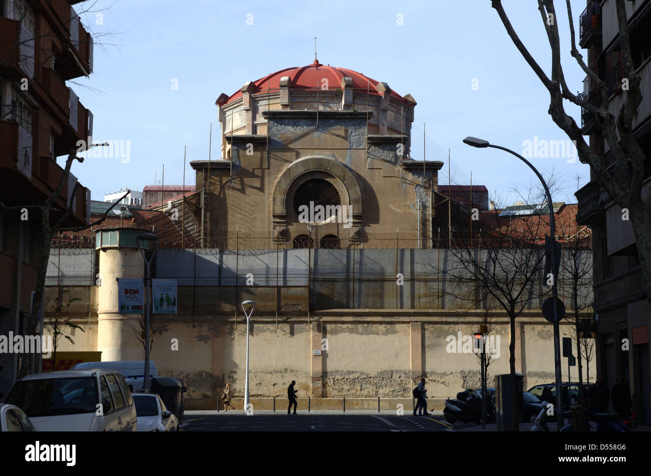 View of one side of Modelo Prison in the center of Barcelona city Stock ...