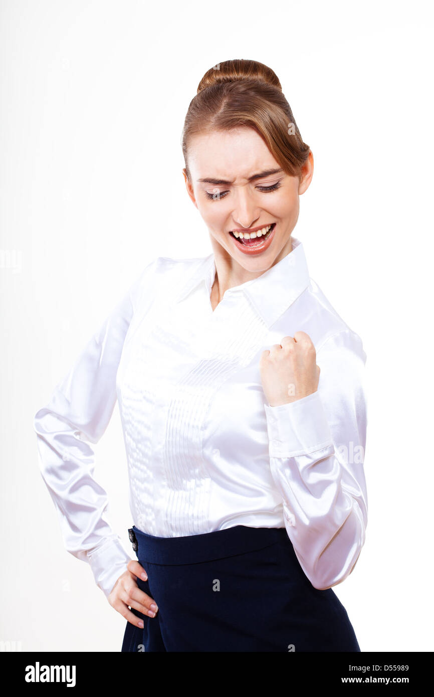 Portrait beautiful success business woman on white background Stock ...