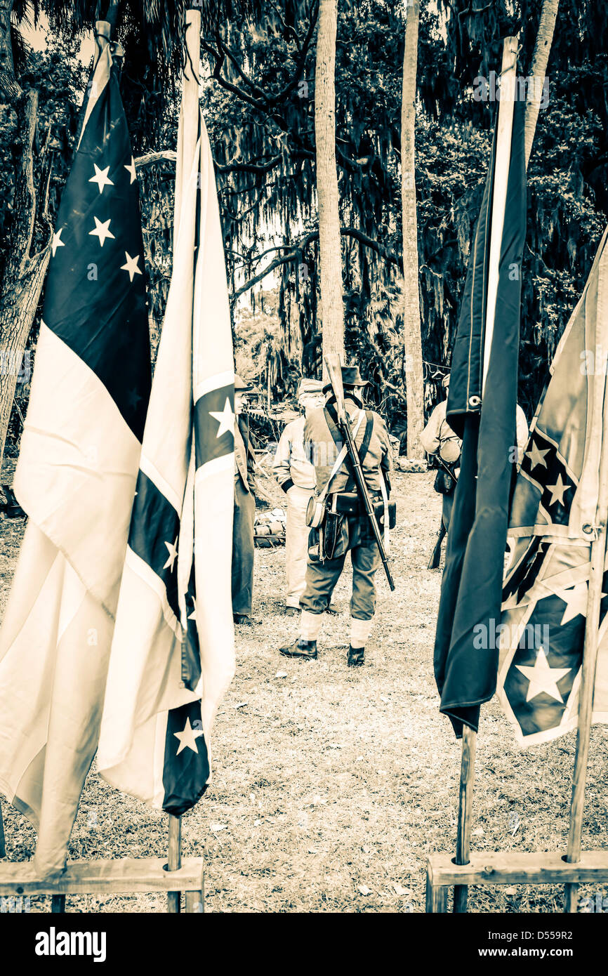 Flags of the Southern Confederate Army at the Gamble Plantation in ...