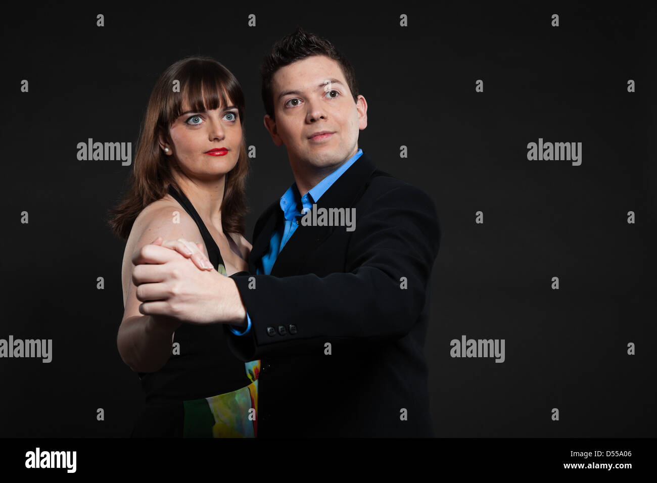 Romantic happy young couple dancing together. Stylish dressed Stock ...