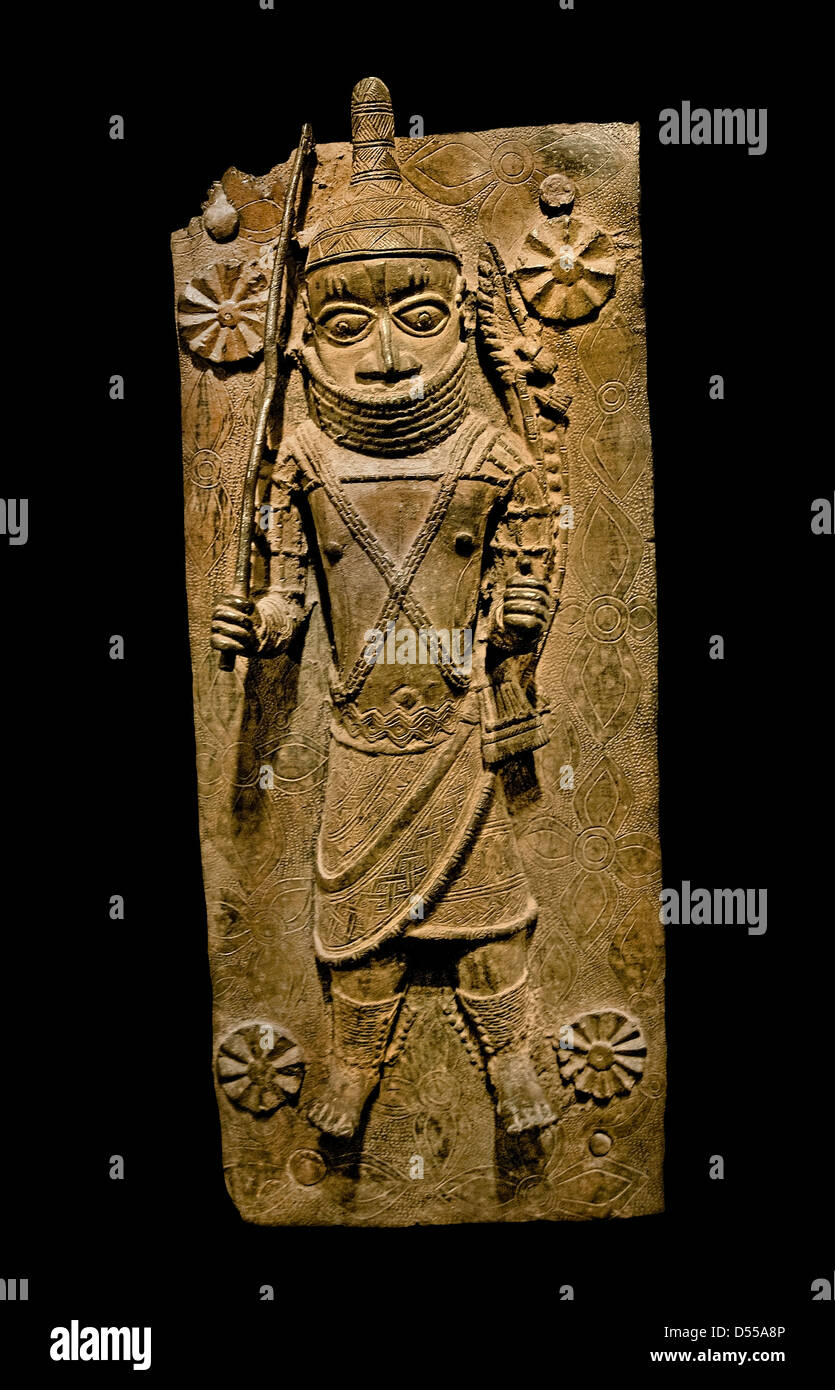 Bronze Brass plaque showing the Oba of Benin with attendants Edo ...