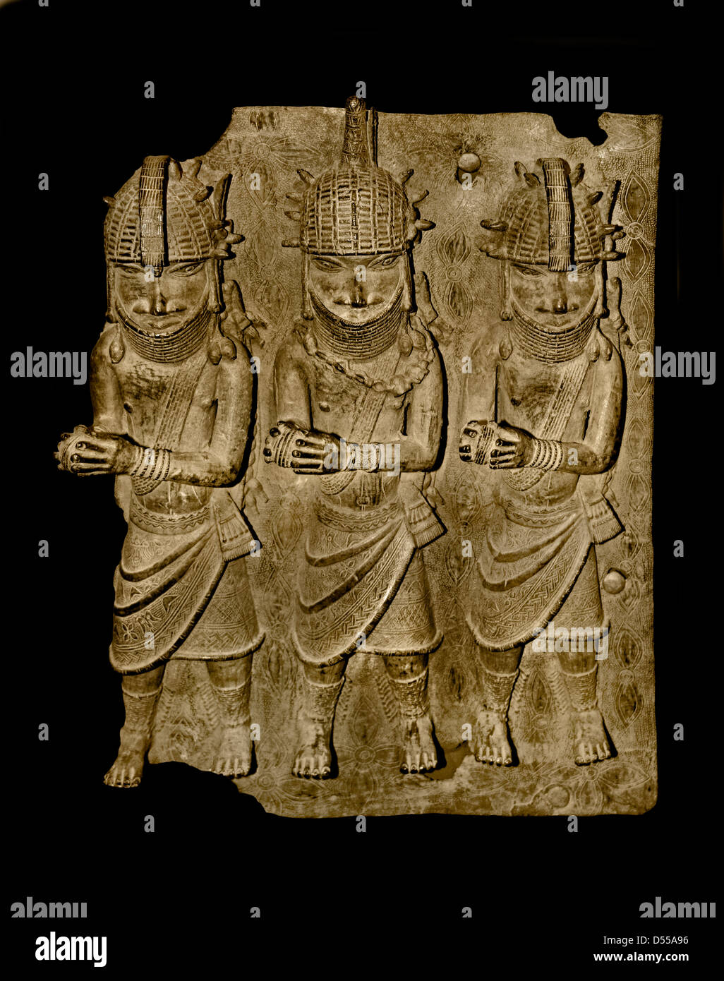 Bronze Brass plaque showing the Oba of Benin with attendants Edo ...