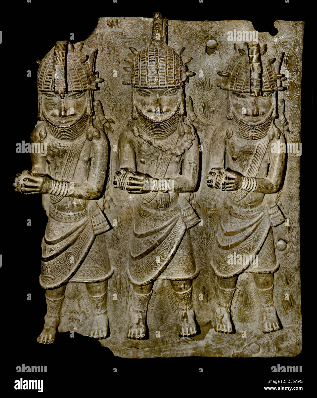 Bronze Brass plaque showing the Oba of Benin with attendants Edo ...