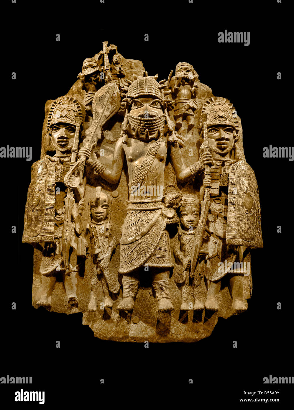 Bronze Brass plaque showing the Oba of Benin with attendants Edo ...