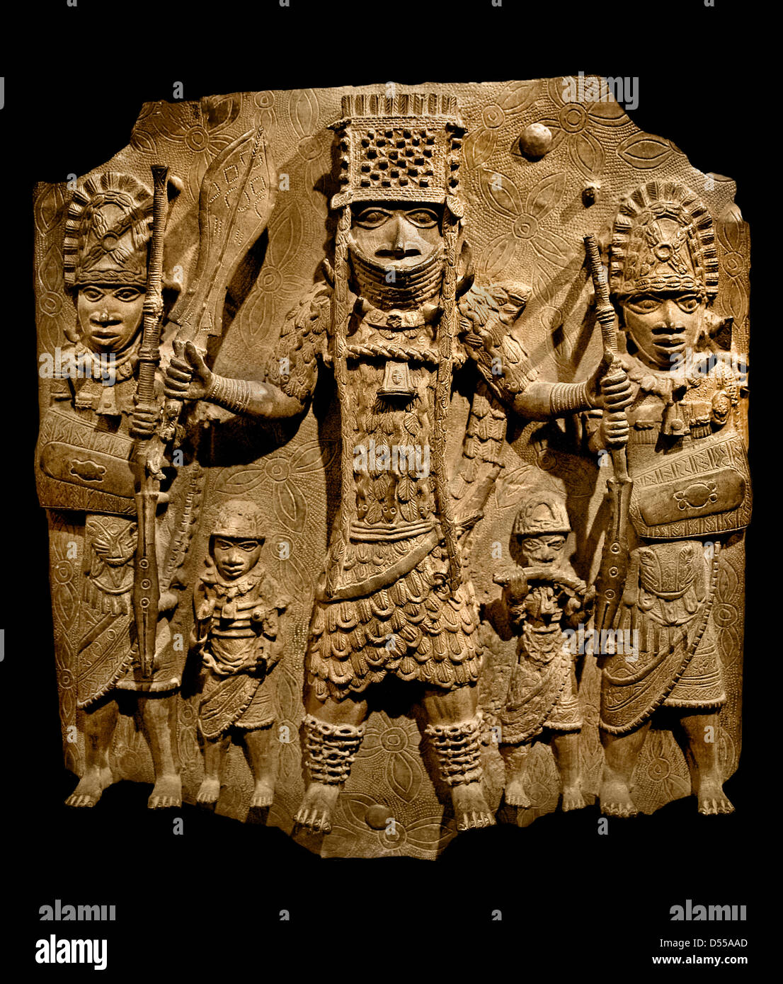 Bronze Brass plaque showing the Oba of Benin with attendants Edo ...