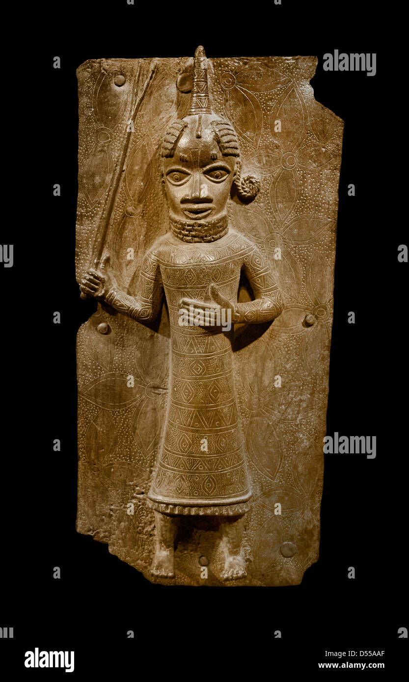 Bronze Brass plaque showing the Oba of Benin with attendants Edo ...