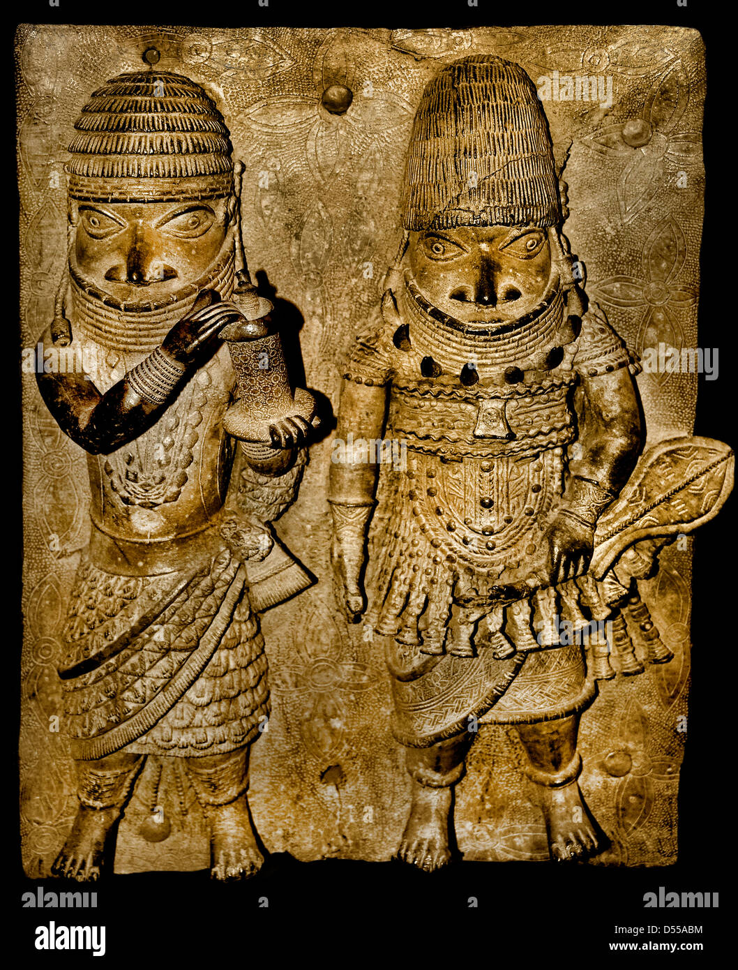 Bronze Brass plaque showing the Oba of Benin with attendants Edo ...